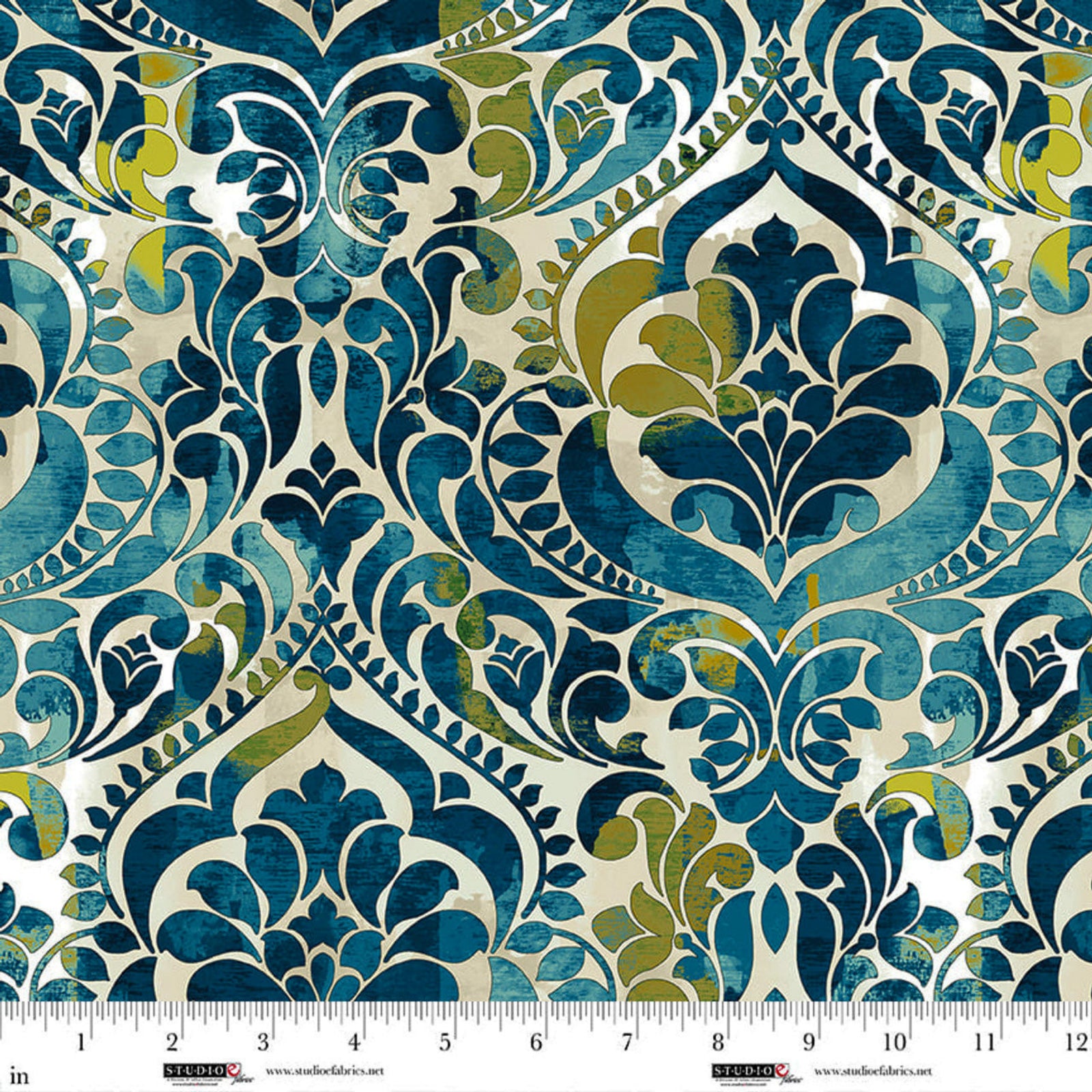 Sample Swatch of 118" You Damask! Wide Quilt Back Teal