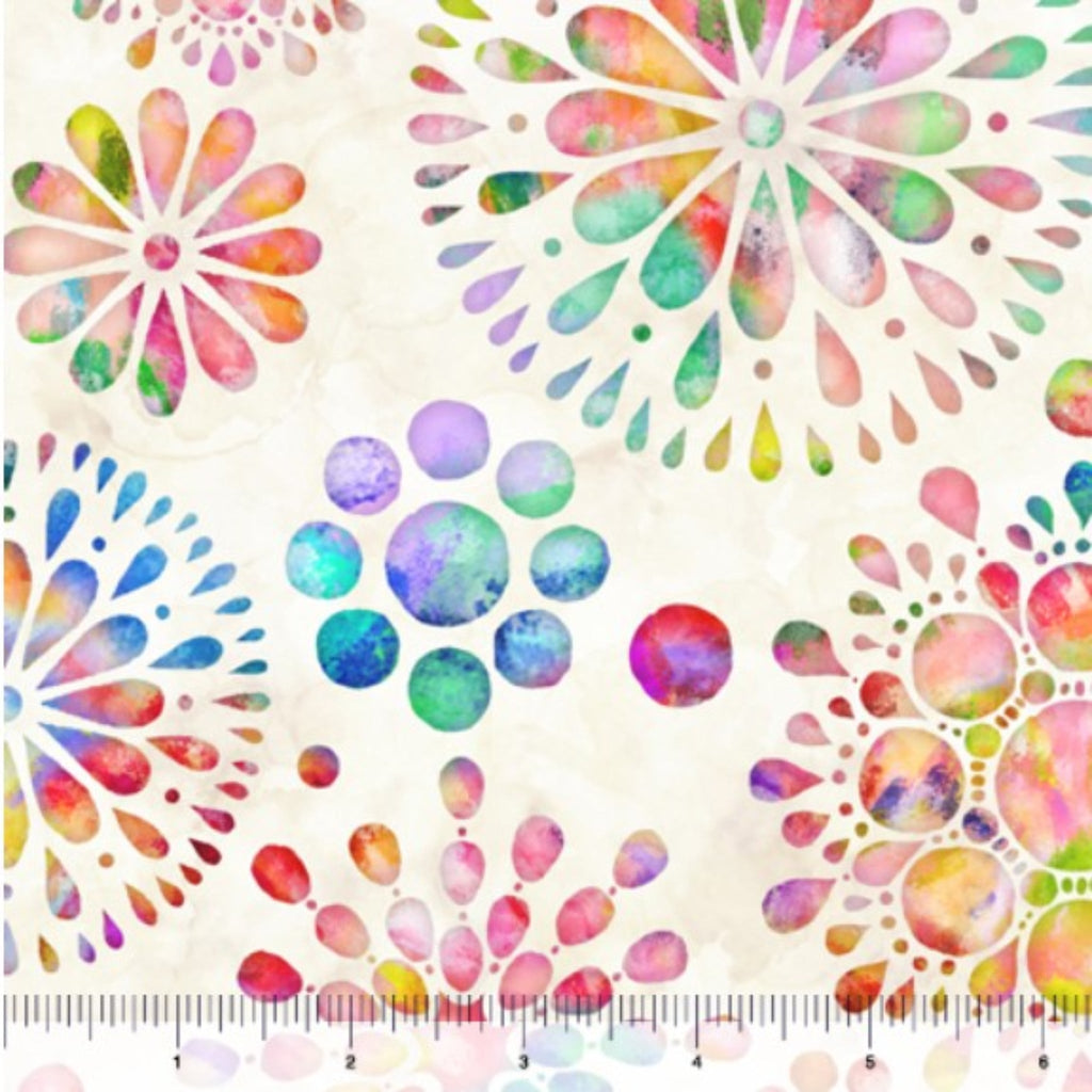 1/2 Yard Remnant of 108" Got Your Back Circle Medallion Wide Quilt Bac